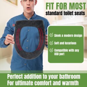 Hudson Comfort Heated Toilet Seat Cover – USB Powered Toilet Seat Warmer – Adjustable Temperature Levels Toilet Seat Cover with Soft Plush Fabric – Hand Wash and Easy Installation (Round)