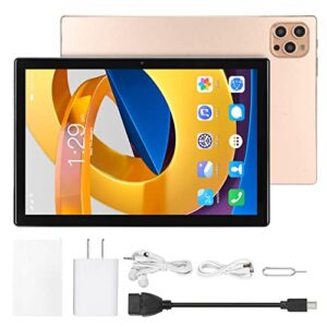 DAUERHAFT HD Tablet PC, 10.1 Inch HD Tablet 8 Core MTK6750 Chip 6GB RAM 64GB ROM Multifunction 8 MP Front Camera US Plug 110-240V for Work for Learning (Gold)