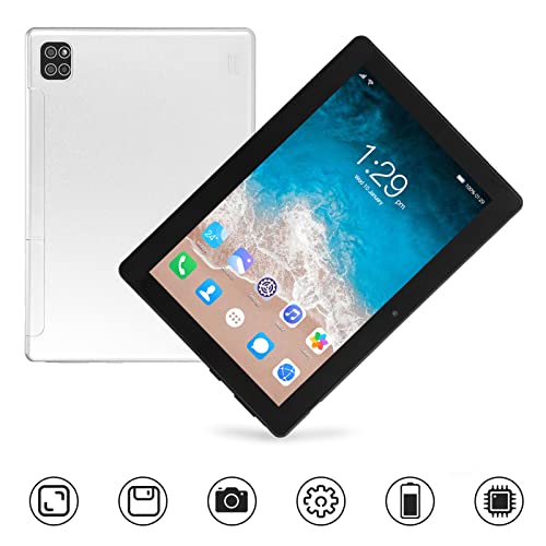 FOLOSAFENAR Support GPS Tablet, Octa Core CPU 4GLTE 6GB＋128GB Storage 8 Inch Digital Tablet with OTG Cable for Reading for Entertainment (Silver)