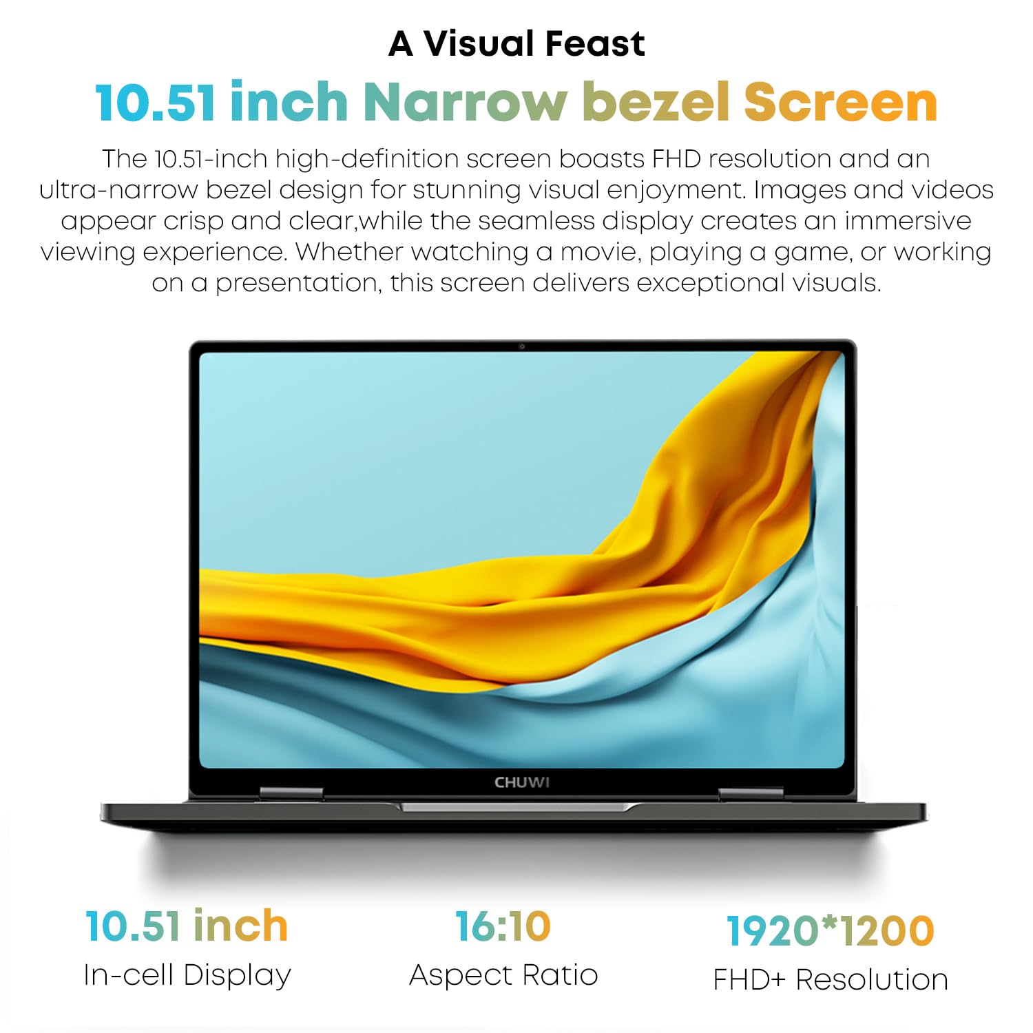 CHUWI 2023 MiniBook X Touchscreen 2-in-1 Laptop, 12GB RAM 512GB ROM, Intel Celeron N5100, 10.51" Windows 11 Convertible Laptops, 1TB SSD Expand, 1920x1200, Backlit Keyboard, WiFi 6, BT5.2, Webcam