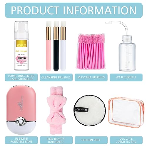 Lash Shampoo for Lash Extensions Eyelash Extension Cleanser Lash Mousse Lash Remover for Lash Extensions, Makeup Bag Lash Cleaning Kit