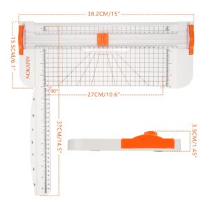 Paper Cutter, 12 Inch Guillotine Paper Trimmer a4 with Automatic Security Safeguard and Side Ruler for Coupon, Craft Paper and Photos (White)