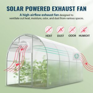 Mxmoonfree Solar Powered Exhaust Fan Kit, 20W Solar Panel + 8'' High-Airflow Shutter Exhaust Fan, Ventilation Solution for Greenhouse, Sheds, Chicken Coops, Pet Houses, RVs, Garages, Attics