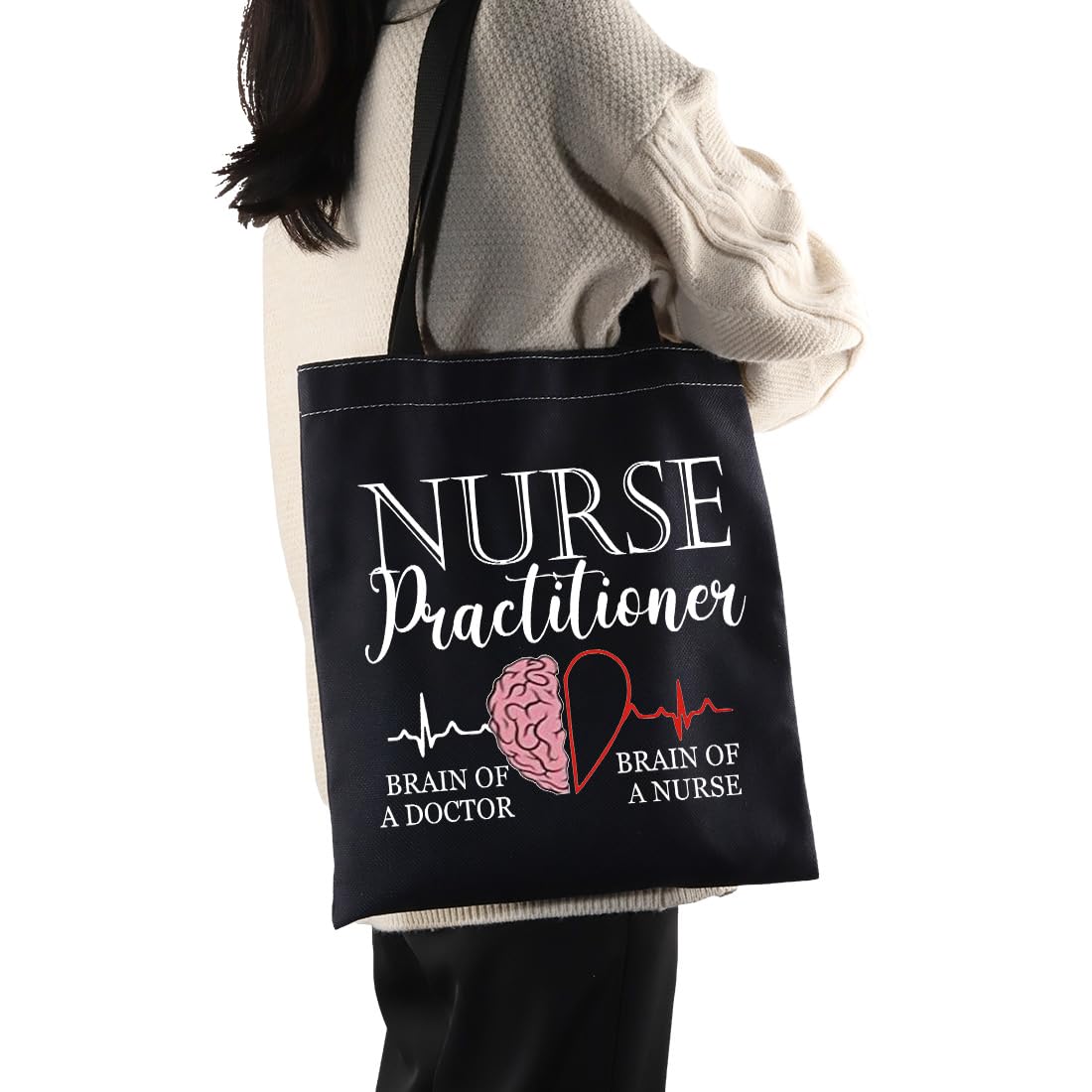 VAMSII Nurse Practitioner Tote Bag for Women NP Graduation Gifts Shoulder Bag Np Nurse Doctor Gifts Medical Gifts (Black)