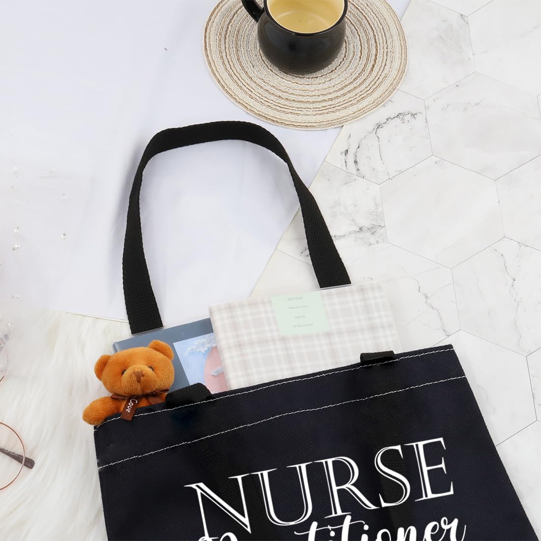 VAMSII Nurse Practitioner Tote Bag for Women NP Graduation Gifts Shoulder Bag Np Nurse Doctor Gifts Medical Gifts (Black)