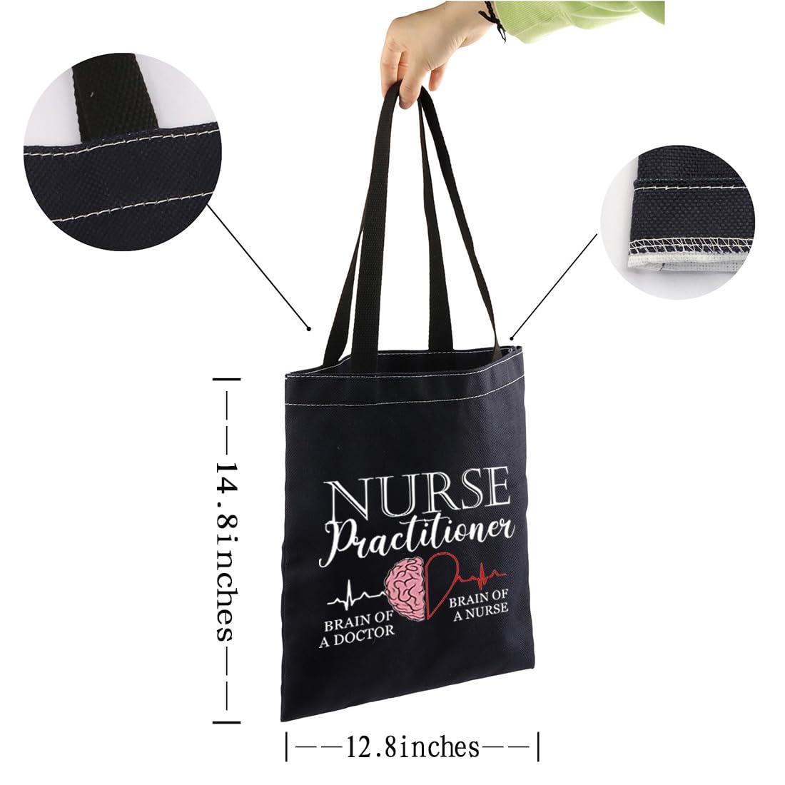 VAMSII Nurse Practitioner Tote Bag for Women NP Graduation Gifts Shoulder Bag Np Nurse Doctor Gifts Medical Gifts (Black)