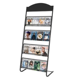 xidihf floor-standing magazine rack 5 layer with wheels brochure display stand large newspaper stand for trade show exhibitions office (long 18.7 in)