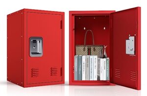 campfun metal locker storage cabinet, 24" h single locker cabinet, small storage cabinet easy assembly, lockable storage cabinet organizer, lockers for kids bedroom/home/school/office, red