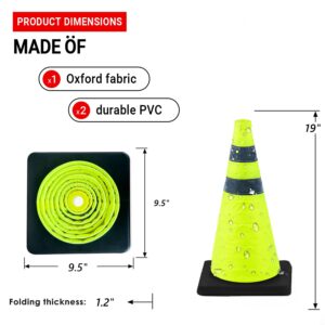 [2PCS]19 Inch Collapsible Traffic Safety Cones, Multi Purpose Pop-up Waterproof Traffic Cones with Reflective Collar for Parking lot，Driveway, Driving Training etc.[Green]