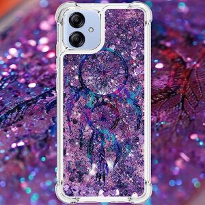 CAIYUNL for Samsung Galaxy A04E Phone Case with Screen Protector, Women Girls Glitter Bling Floating Liquid Cute Soft TPU Slim Silicone Shockproof Protective Cover for Samsung Galaxy A04E Case-Purple