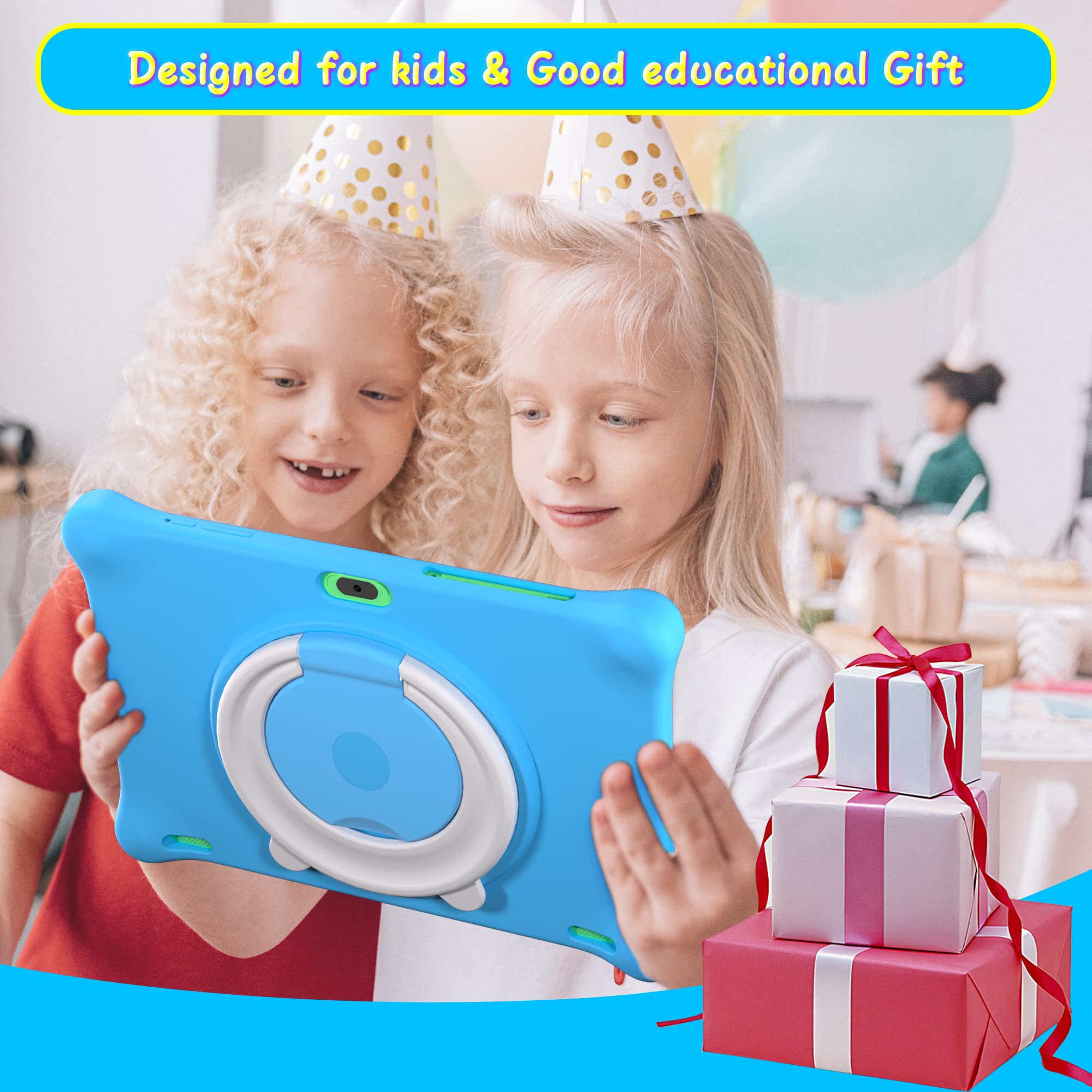 SGIN 10 Inch Android 12 Tablet for Kids with Case 2GB RAM 64GB ROM Kids Tablets with Dual Camera, Parental Control APP, iWawa Pre Installed, Educational Games (Blue)