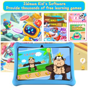 SGIN 10 Inch Android 12 Tablet for Kids with Case 2GB RAM 64GB ROM Kids Tablets with Dual Camera, Parental Control APP, iWawa Pre Installed, Educational Games (Blue)