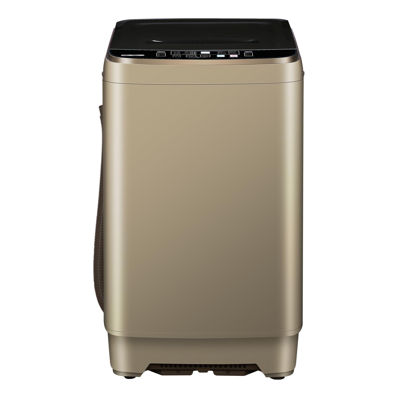 Iorbur 15.6lbs Full-Automatic Washing Machine, Portable Compact Laundry Washer with Drain Pump, 10 Programs 8 Water Levels with LED Display for RV, Camping, Apartment, Dorm, Dark-Gold