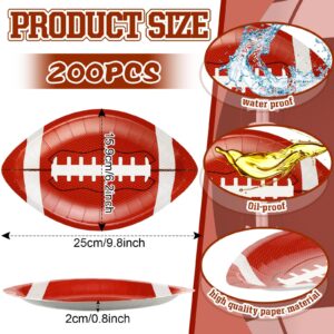 Zubebe 200 Pcs Football Paper Plates Disposable Football Party Supplies Snack Sports Plates Football Birthday Party Favors Disposable Football Serving Trays for Game Day Sports Event Tailgate Party