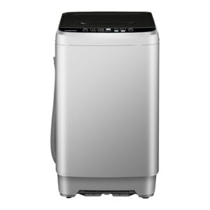 euasoo 15.6lbs full-automatic washing machine, portable compact laundry washer with drain pump, 10 programs 8 water levels with led display for rv, camping, apartment, dorm, dark-grey