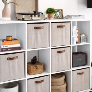 StorageWorks Storage Baskets for Shelves and Fabric Storage Box with PU Handles