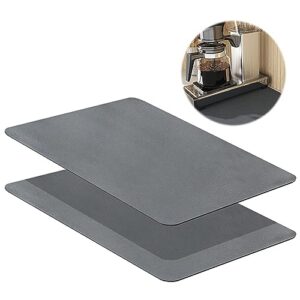 2pcs coffee mat hide stain, 15.7*19.7 inch pu surface inner water absorted non slip rubber backed dish drying mat for kitchen, coffee mats for countertop fit under coffee machine coffee pot