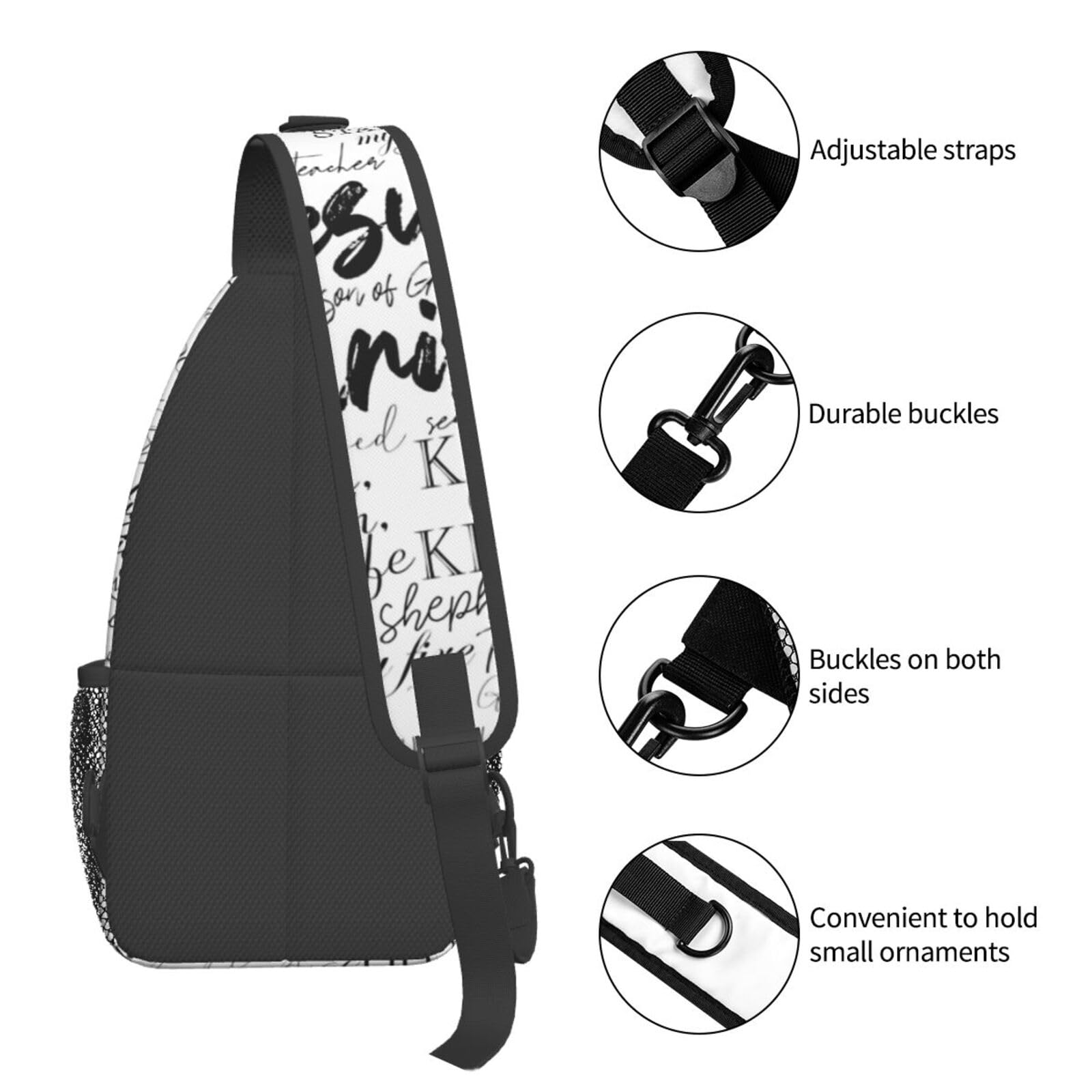 ROSIHODE Christian Jesus Cross Sling Bag, Fashion Crossbody Backpack Shoulder Bag Chest Bag for Men Women Hiking Travel