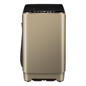 euasoo 15.6lbs full-automatic washing machine, portable compact laundry washer with drain pump, 10 programs 8 water levels with led display for rv, camping, apartment, dorm, dark-gold