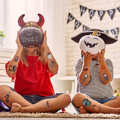 Basuwu 180PCS Halloween Temporary Tattoos for Kids - Waterproof Stickers, Themed Gift