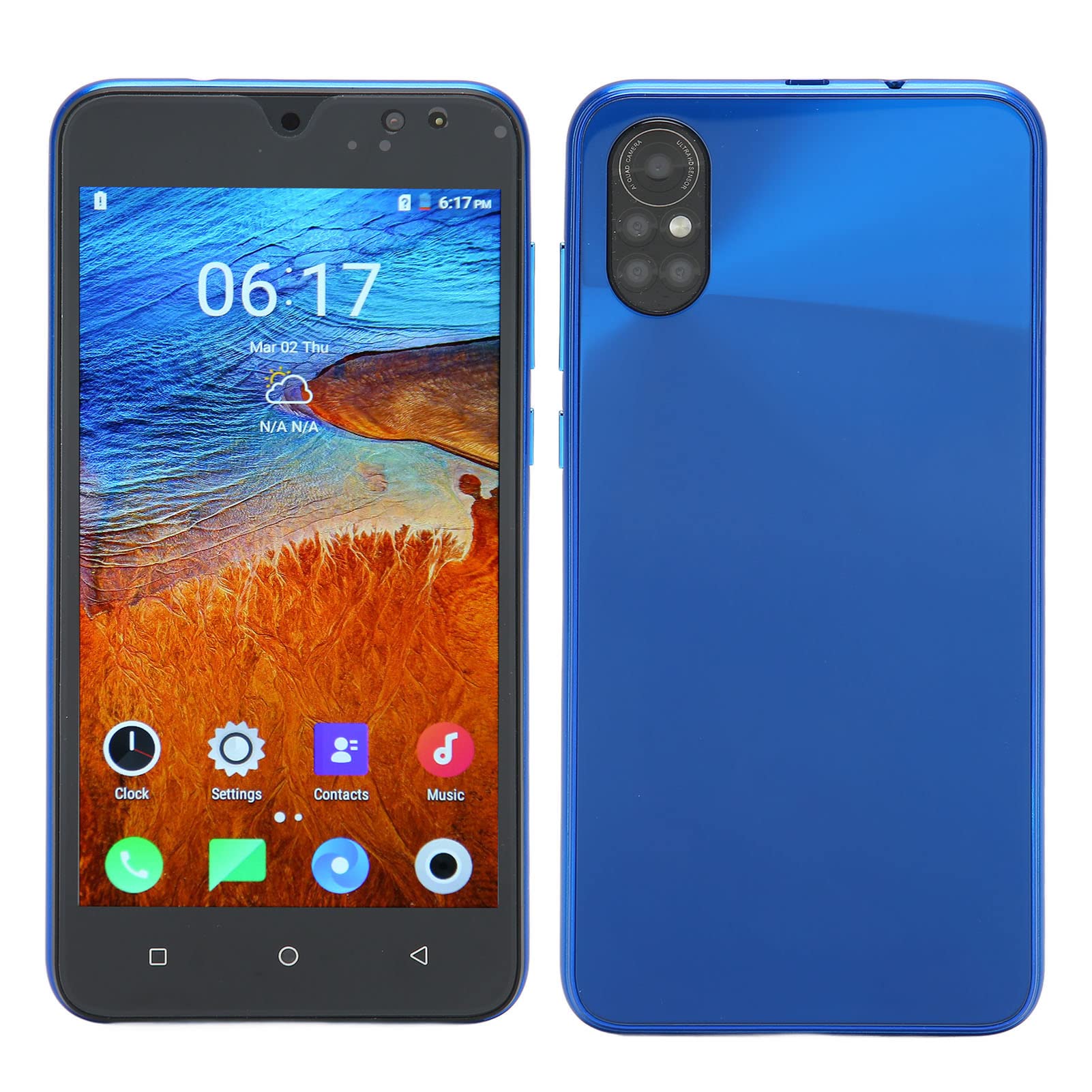 ANGGREK Nowa8 Pro 5.5 Inch Smartphone Android 10 4GB RAM 32GB ROM 16MP Rear 8MP Front Camera 100‑240V (Blue)