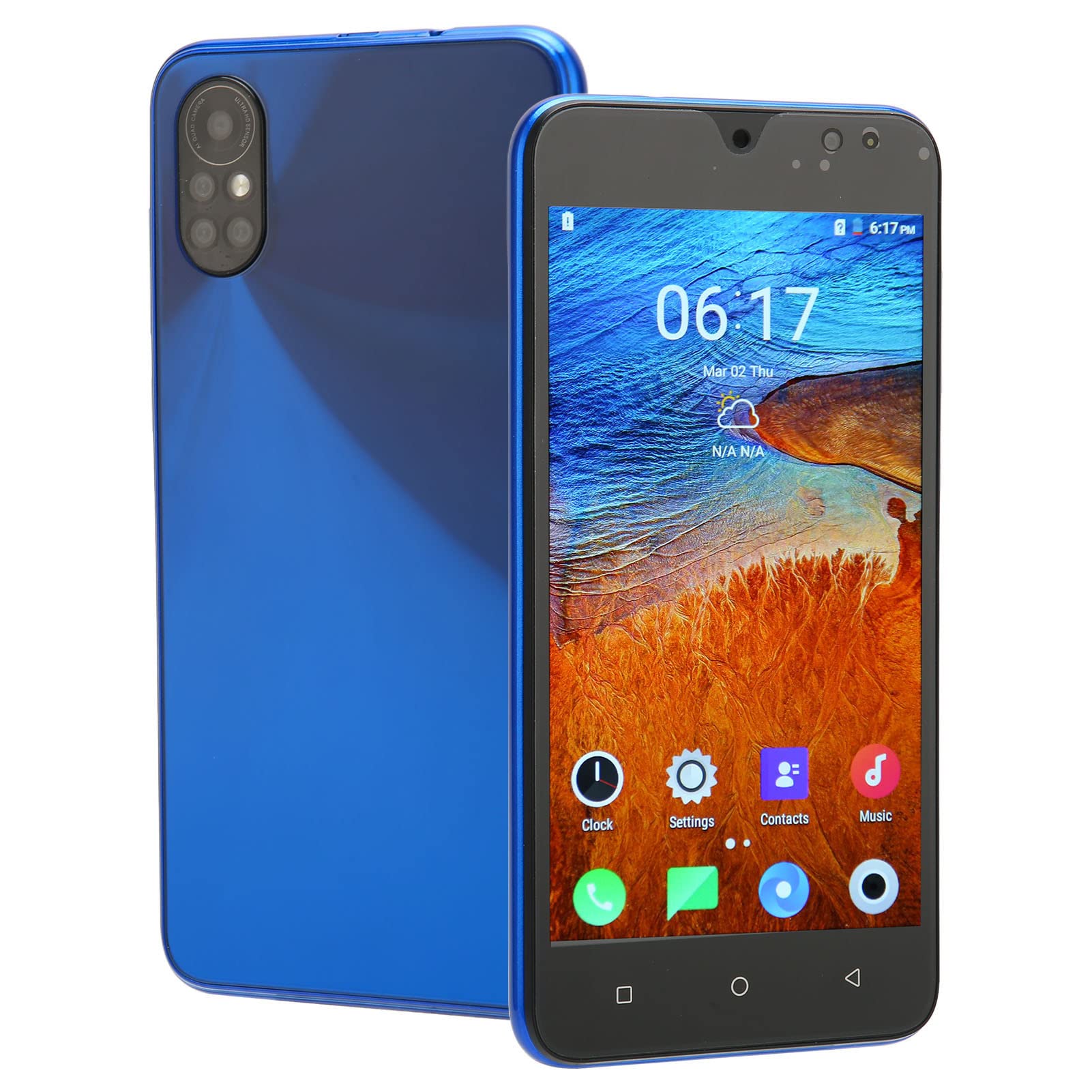 ANGGREK Nowa8 Pro 5.5 Inch Smartphone Android 10 4GB RAM 32GB ROM 16MP Rear 8MP Front Camera 100‑240V (Blue)