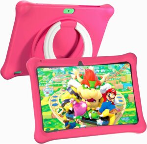 sgin 10 inch android 12 tablet for kids with case 2gb ram 32gb rom kids tablets with dual camera, iwawa pre installed, parental control app, educational games (pink)