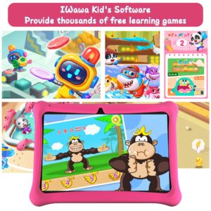 SGIN 10 Inch Android 12 Tablet for Kids with Case 2GB RAM 32GB ROM Kids Tablets with Dual Camera, iWawa Pre Installed, Parental Control APP, Educational Games (Pink)