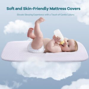 VaVaSoo Rocking Bassinet Sheet Fitted, Ultra Soft Bassinet Mattress Protector for Baby Girl & Boy, Breathable Bassinet Mattress Pad Cover, Hexagonal Supportive Mattress Topper, 1 Pack, 30.9''x19.1''