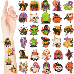 libima 300 pcs halloween glitter tattoos for kids halloween party costume accessory glitter temporary tattoos body stickers glitter pumpkin witch hat ghost cat skull body face tattoos stickers