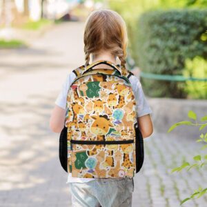 Homexzdiy Giraffe Backpack for Girls Boys, 16" Yellow Backpacks for School, Kawaii Large Capacity Lightweight Bookbag for Kids Students