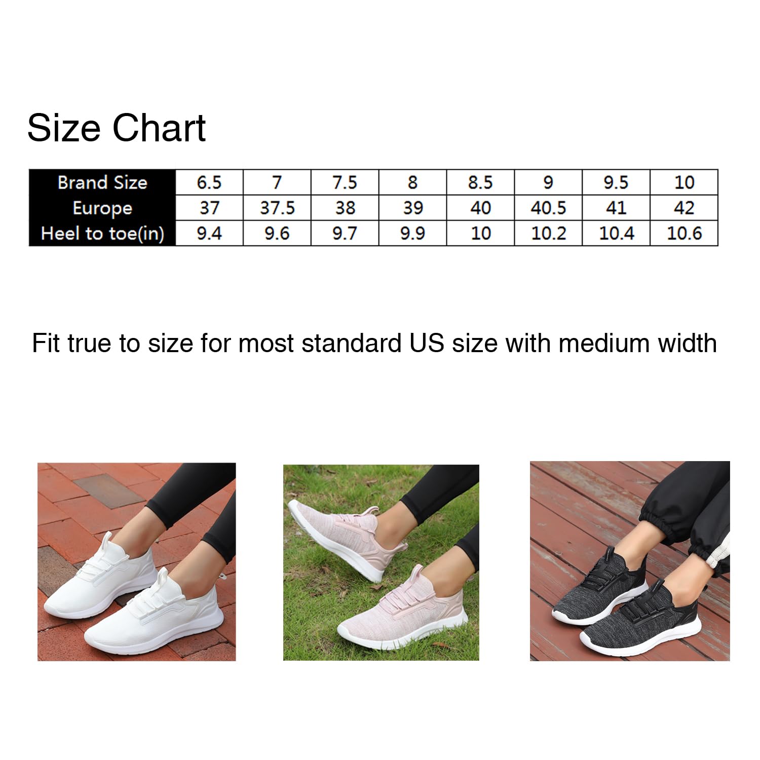 DERORD Women’s Walking Running Shoes Slip on Lightweight Casual Sneakers (Black, Adult, Women, Numeric_8, Numeric, us_Footwear_Size_System, Medium)