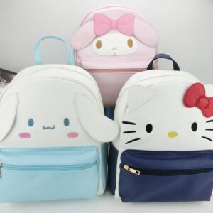 ACCENE Kawaii Backpack Anime Cute Mini Cartoon Bag My Melody Backpack Handbag PU Kuromi Schoolbags(KT Blue)