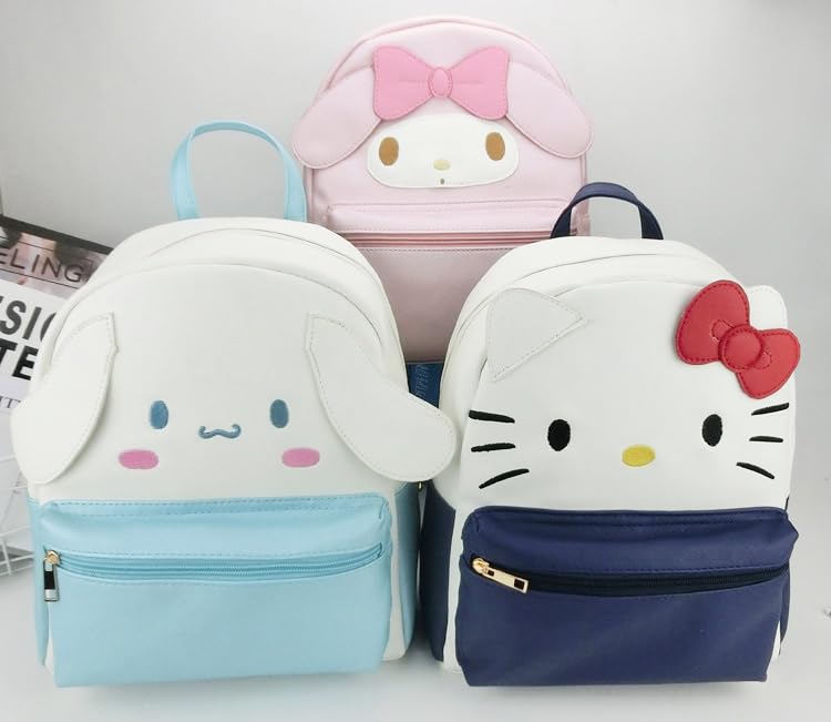 ACCENE Kawaii Backpack Anime Cute Mini Cartoon Bag My Melody Backpack Handbag PU Kuromi Schoolbags(KT Blue)