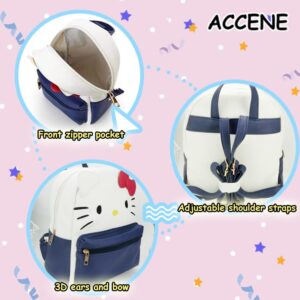 ACCENE Kawaii Backpack Anime Cute Mini Cartoon Bag My Melody Backpack Handbag PU Kuromi Schoolbags(KT Blue)