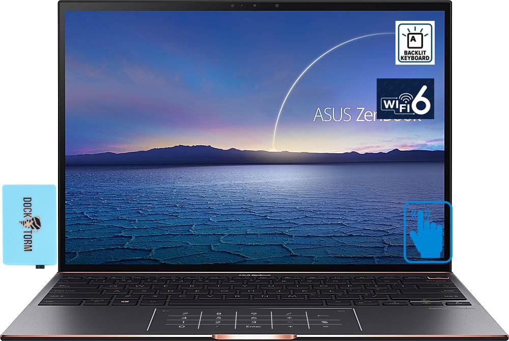 ASUS ZenBook S Business Laptop 13.9" Touchscreen 3.3K (Intel i7-1165G7 2.80GHz, 16GB RAM, 1TB PCIe SSD, Intel Iris Xe, 2 Thunderbolt 4, WiFi 6, Bluetooth 5.2, Backlit KB, Win 10 Pro) w/Dockztorm Dock