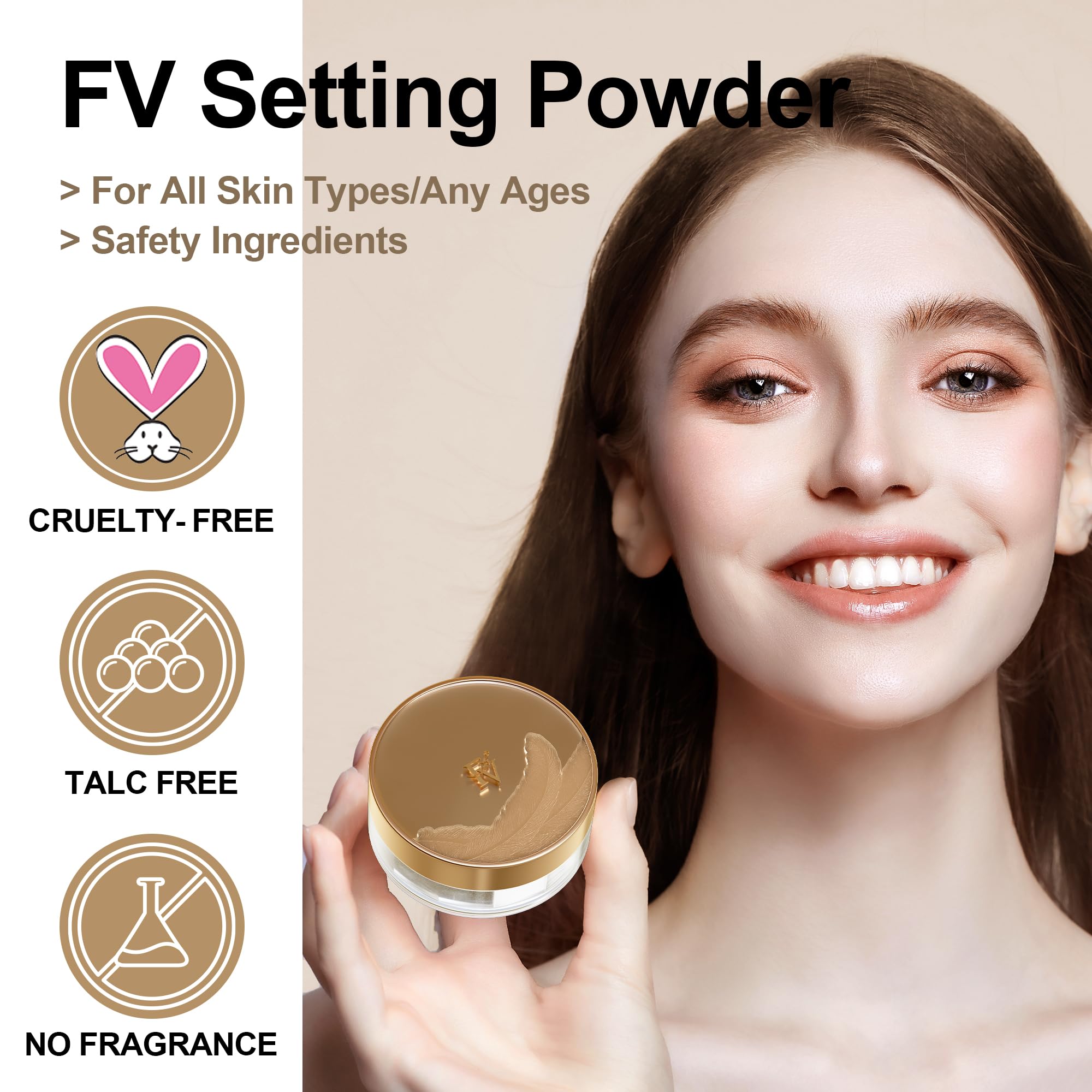 Translucent Setting Powder, FV Loose Powder for Oil Control, Shimmer Finishing Powder, Matte Finish Baking Powder Makeup, Lightweight, Talc Free Face Powder for All Skin Types, 10g, Shimmer Sheer