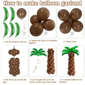 Tropical Luau Balloons Arch Garland Kit Luau Party Decorations with Palm Leaves Flamingo Palm Tree Aloha Foil Balloon Coconut Balloons Set for Tropical Hawaiian Aloha Luau Flamingo Party (Aloha-A)