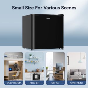 BANGSON Small Refrigerator, 1.6 Cu.Ft Mini Fridge With Freezer, Mini Fridge With Office, Energy Saving, Low Noise, Compact Refrigerator For Office, Apartment, Dorm, Bedroom