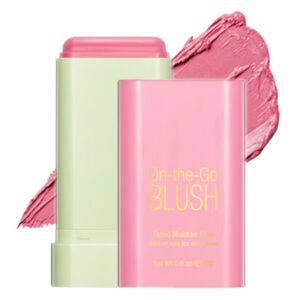 mysense pink cream blush stick, on-the-go blush, multi-use makeup blush stick for cheeks lips eyes, solid moisturizer stick blush makeup natural matte finish waterproof long-lasting, 01 shy pink