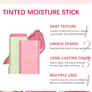 Mysense Pink Cream Blush Stick, On-the-Go Blush, Multi-use Makeup Blush Stick for Cheeks Lips Eyes, Solid Moisturizer Stick Blush Makeup Natural Matte Finish Waterproof Long-Lasting, 01 Shy Pink