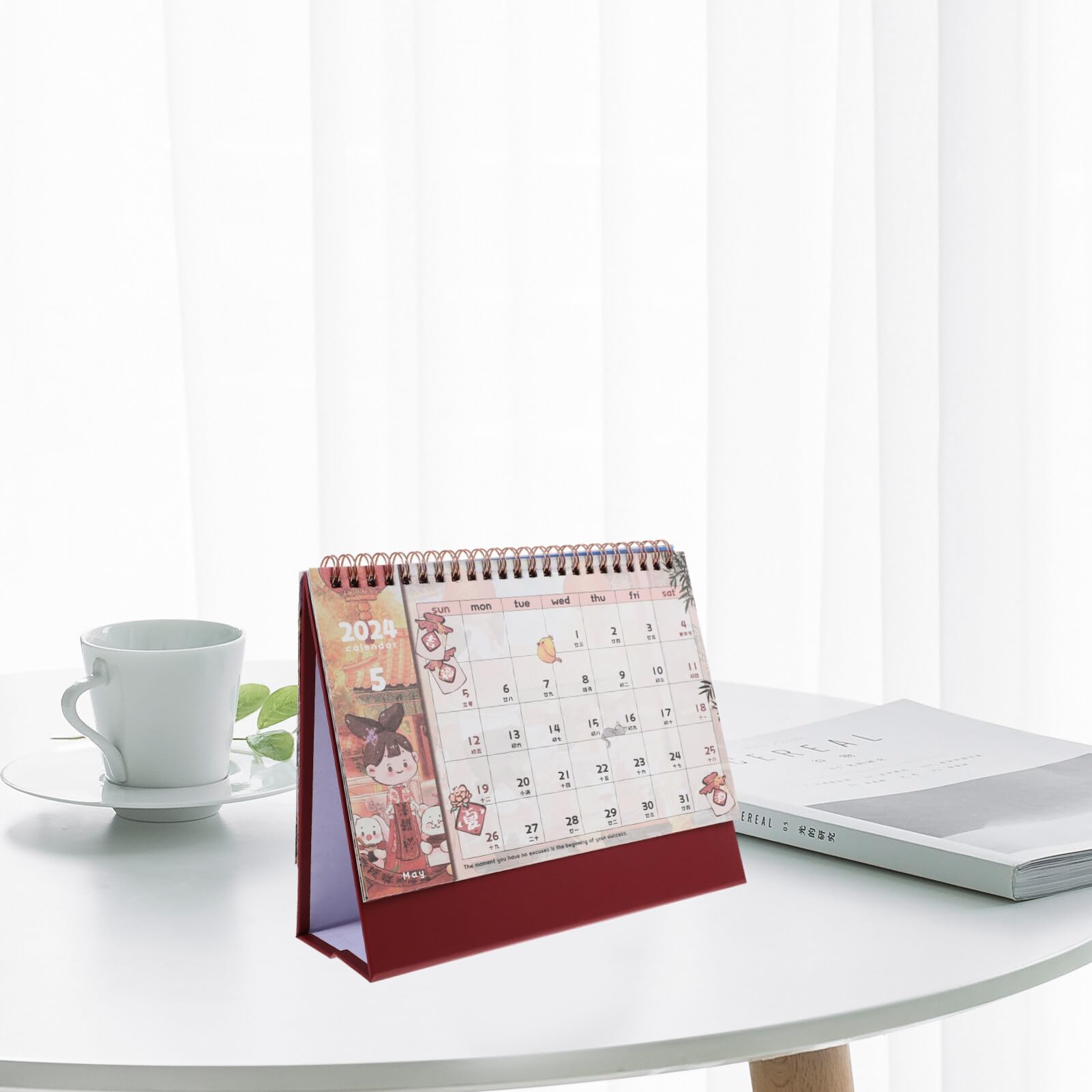 Desktop Calendar Desk Calendar 2024 Monthly Calendar Chinese Standing Calendar Flip Daily Schedule Planner for Home Office Year of The Dragon Desk Calendars