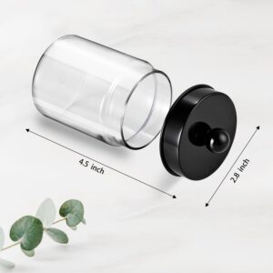 Apothecary Jars Bathroom Vanity Storage Organizer Set -Countertop Canister Plastic Acrylic Jar - Farmhouse Decor Qtip Holder for Cotton Swabs,Makeup Sponges,Flossers ,Paper Clips-Black (4)