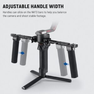 NEEWER Dual Handgrip Compatible with DJI RS4 RS4 Pro RS3 RS3 Pro RS2 RSC2 Ronin S SC Gimbal, Dual Handle Kit with 2 Mini NATO Rails, Quick Release NATO Clamps, 1/4" & 3/8" Threads, GA006