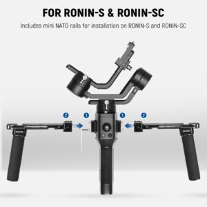 NEEWER Dual Handgrip Compatible with DJI RS4 RS4 Pro RS3 RS3 Pro RS2 RSC2 Ronin S SC Gimbal, Dual Handle Kit with 2 Mini NATO Rails, Quick Release NATO Clamps, 1/4" & 3/8" Threads, GA006