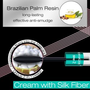 4D Silk Fiber Mascara - 2 in 1 Mascara Black Length 5x Longer,Natural and False Effect Look in One Long Lasting Mascara Makeup for Women