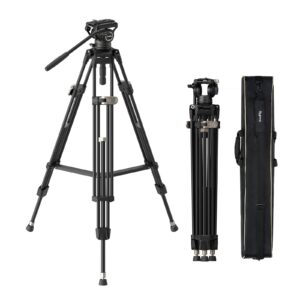 smallrig ad-80 freeblazer heavy-duty tripod system, 75" video tripod with fluid head, one-step height adjust, dual-mode qr plate, load up to 17lbs, professional tripod for camera - 4163