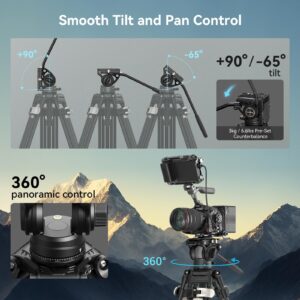 SmallRig AD-80 FreeBlazer Heavy-Duty Tripod System, 75" Video Tripod with Fluid Head, One-Step Height Adjust, Dual-Mode QR Plate, Load up to 17lbs, Professional Tripod for Camera - 4163