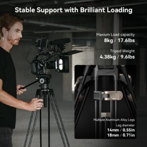 SmallRig AD-80 FreeBlazer Heavy-Duty Tripod System, 75" Video Tripod with Fluid Head, One-Step Height Adjust, Dual-Mode QR Plate, Load up to 17lbs, Professional Tripod for Camera - 4163