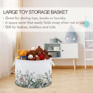 Kigai Cotton Rope Basket Wildflowers Large Storage Basket for Toys Blanket Baby Laundry Basket for Nursery, Closet, Bedroom, Home Organization